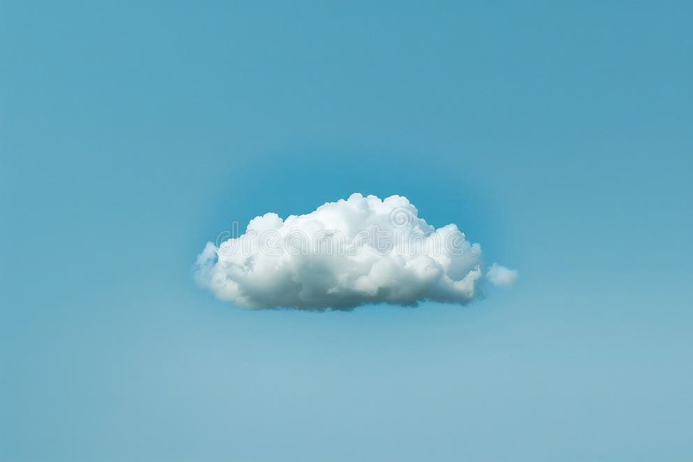 One White Cloud Floating in the Sky Against a Solid Blue Background in ...