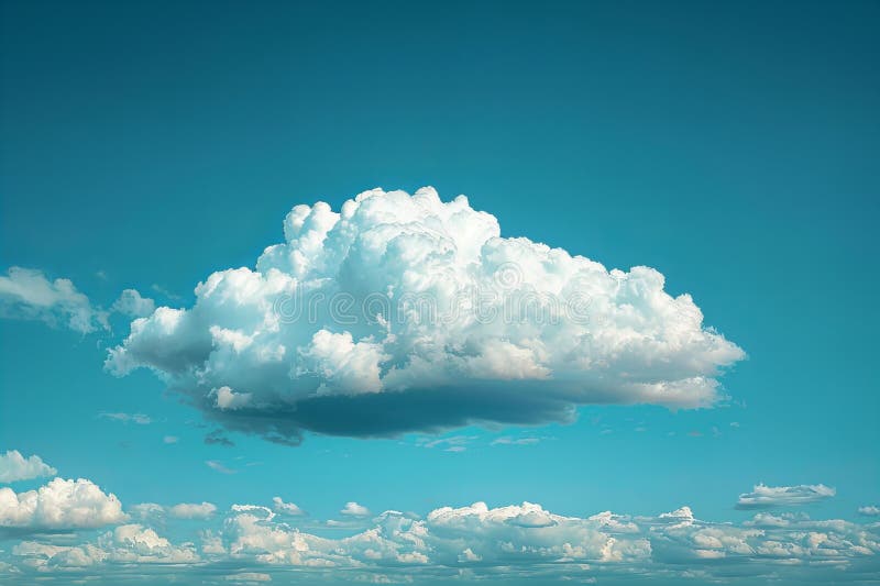 One White Cloud Floating in the Sky, Simple Blue Background Stock ...