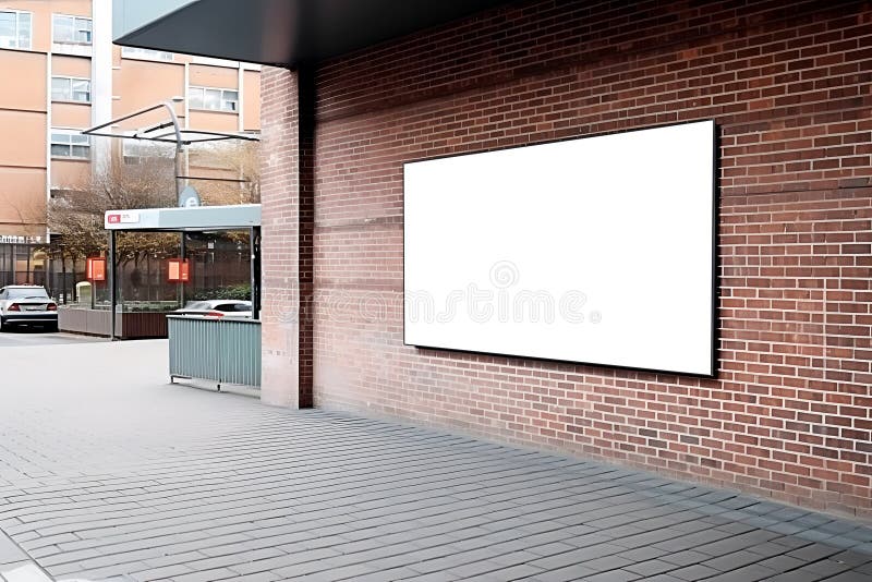 One White Empty Advertisement Poster Attached To Brick Wall Outside ...