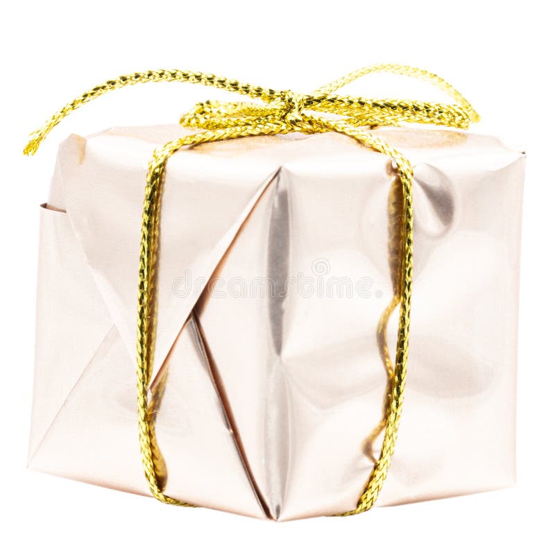 One White Gift Box or Parcel with Shiny Ribbon Stock Image - Image of ...