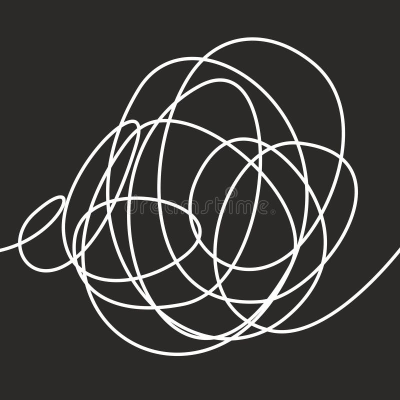 One White Linear Scribble on Black Background. Stock Vector ...