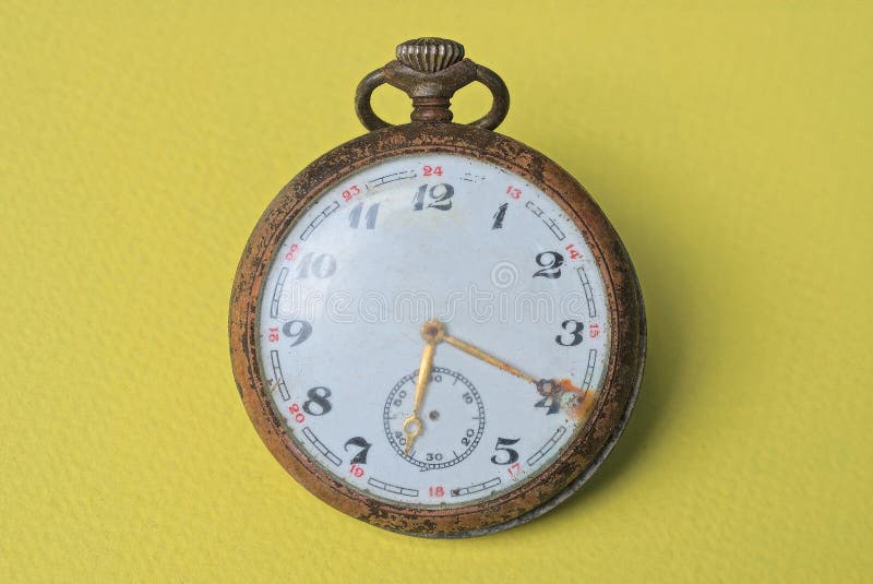 One White Old Rusty Pocket Watch Stock Photo - Image of fashioned ...