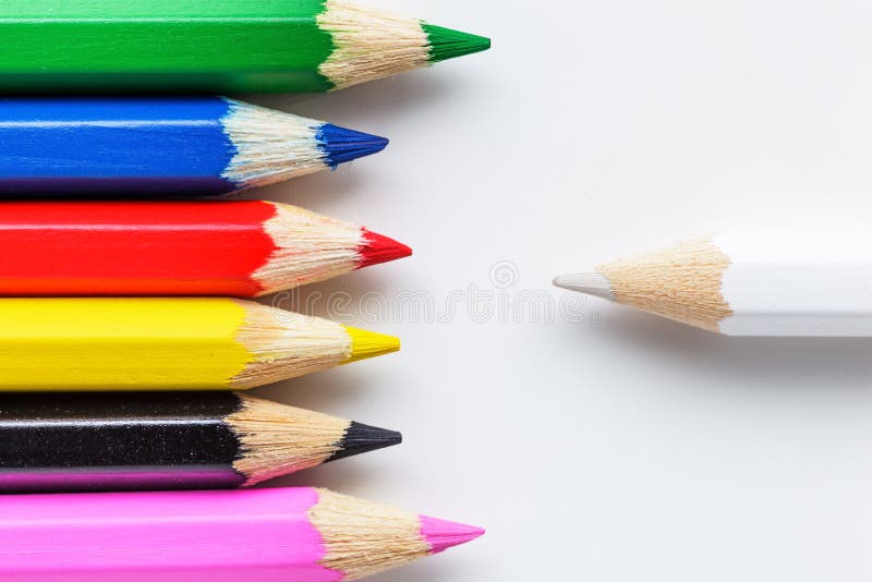 One White Pencil and Colored Pencils Stock Photo - Image of sharp ...