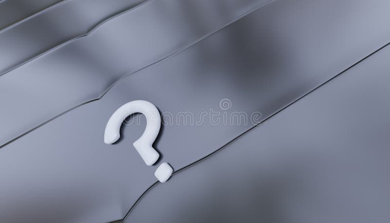 One White Question Mark Put on a Grey Metallic Surface with Small Hard ...