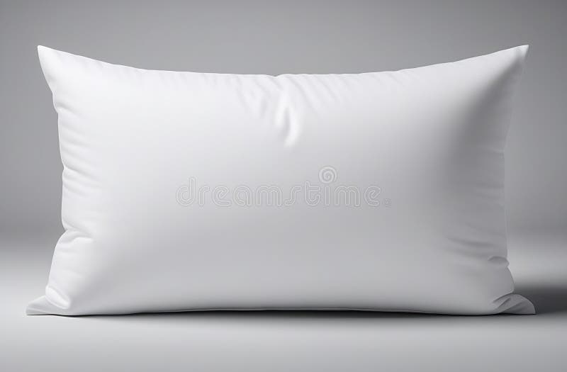 One White Rectangular Pillow Separately on a Gray Background. Side View ...