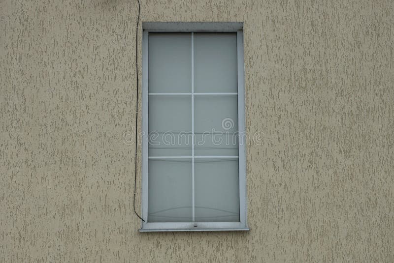One White Rectangular Window on the Brown Concrete Wall Stock Photo ...
