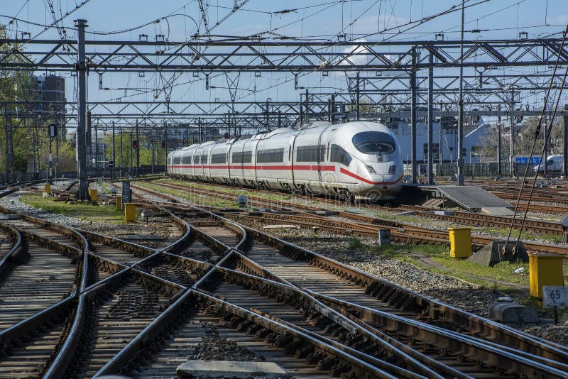 One White Train on the Rails Stock Image - Image of europe, journey ...