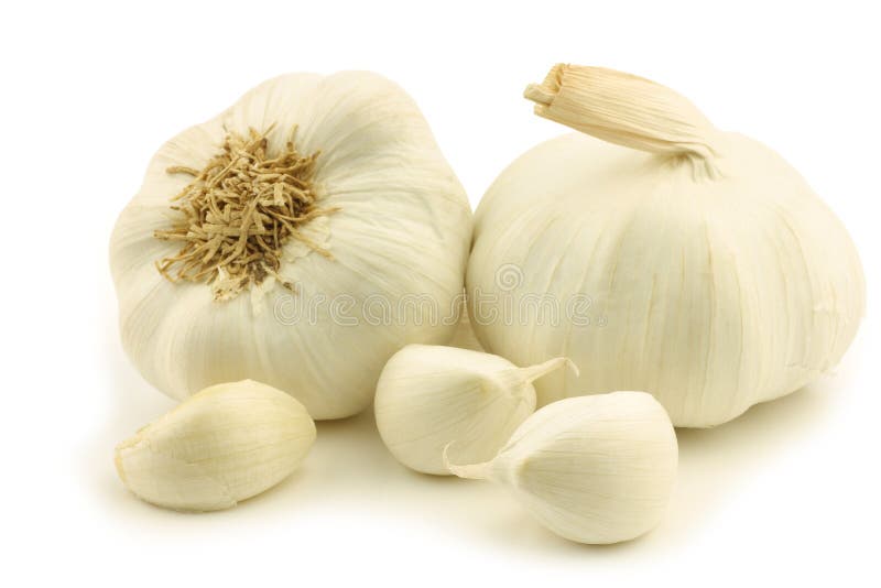 One Whole Dried Garlic Bulb and Some Cloves Stock Photo - Image of ...