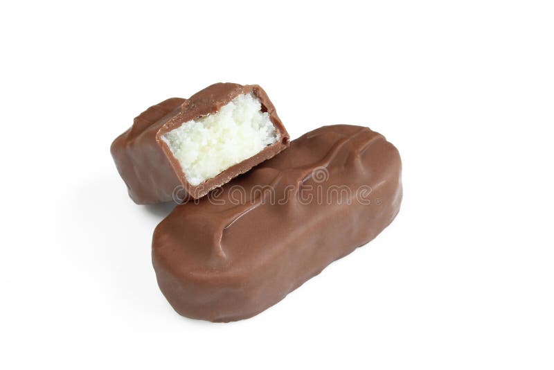 One Whole and a Half Chocolate Bar Filled with Coconut Stock Photo ...