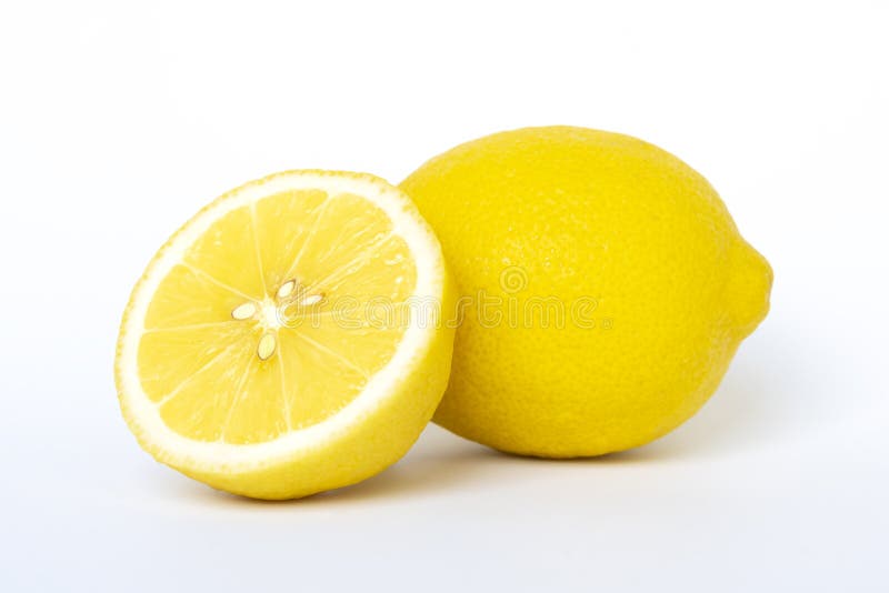 One Whole Lemon Fruit and a Half Isolated on White Stock Photo - Image ...