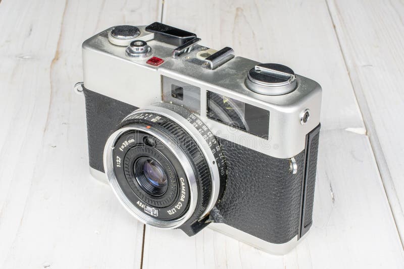 Vintage Antique Camera on Grey Wood Editorial Photo - Image of film ...