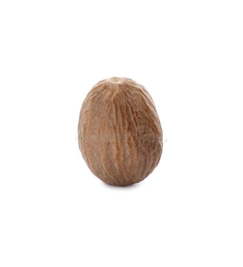 One Whole Nutmeg Seed Isolated on White Stock Photo - Image of ...