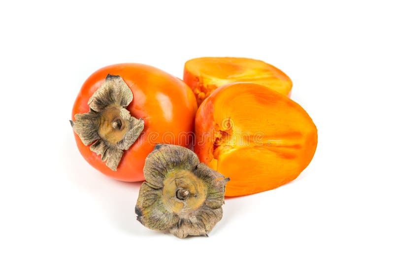 One Whole One Cut Persimmon Stock Image - Image of fresh, healthy: 83790321