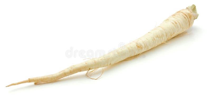 Whole and Cut Raw Parsley Roots, Fresh Herb Isolated on White Stock ...