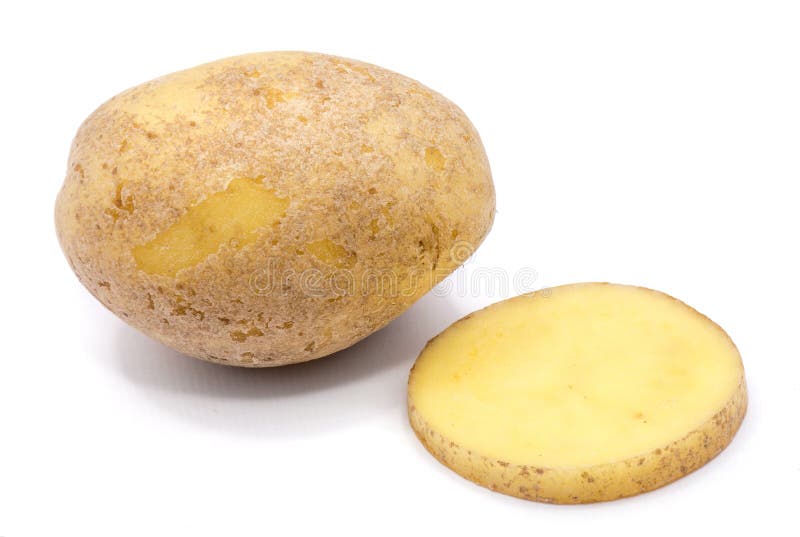 Potato on white stock image. Image of earth, halved - 103782597