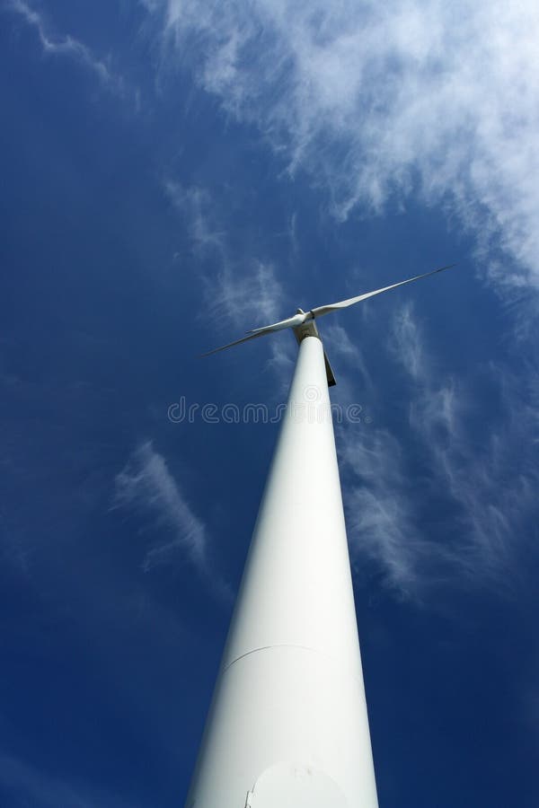 One wind turbine. stock image. Image of turbines, white - 2091393