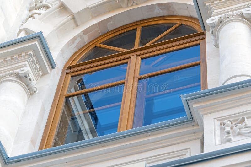 One Window in a Modern Brown Plastic Frame Stock Photo - Image of ...