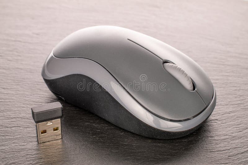 One Wireless Computer Mouse on Slate Stone, Macro. Stock Photo - Image ...