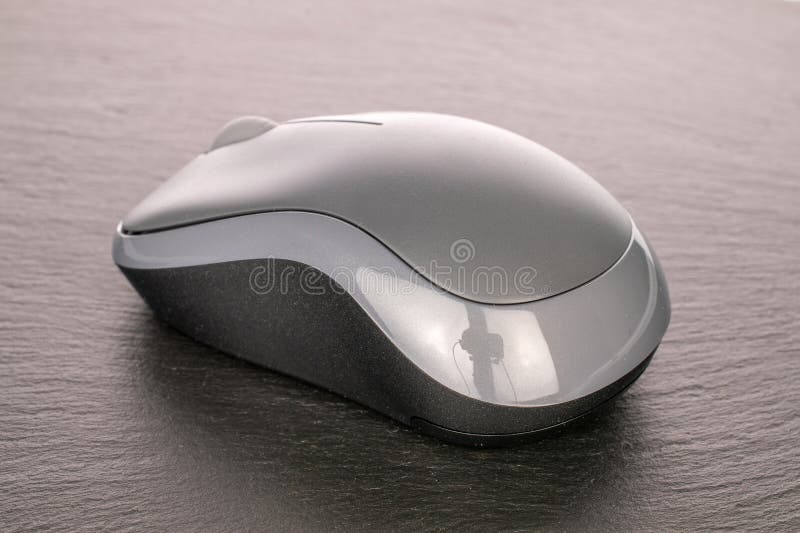 One Wireless Computer Mouse on Slate Stone, Macro. Stock Image - Image ...