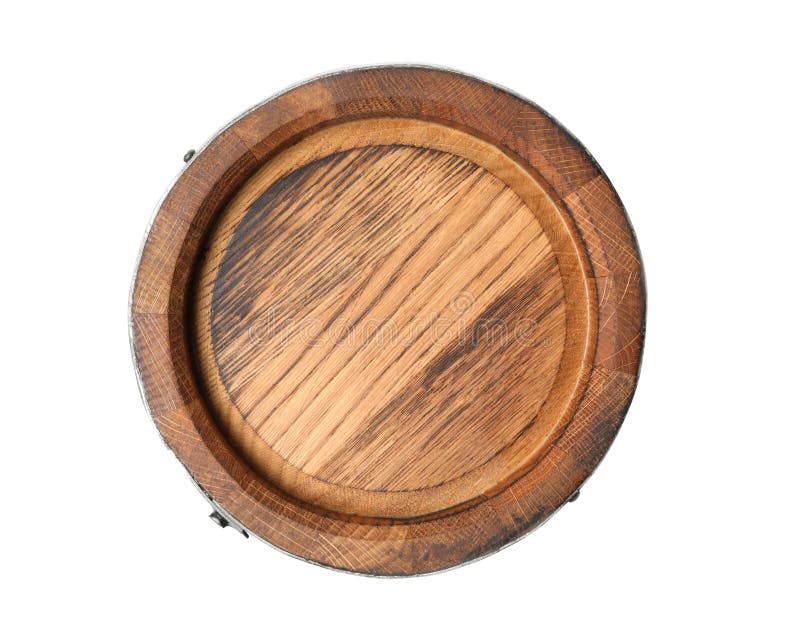 Wooden Barrel Isolated on White, Top View Stock Image - Image of beer ...