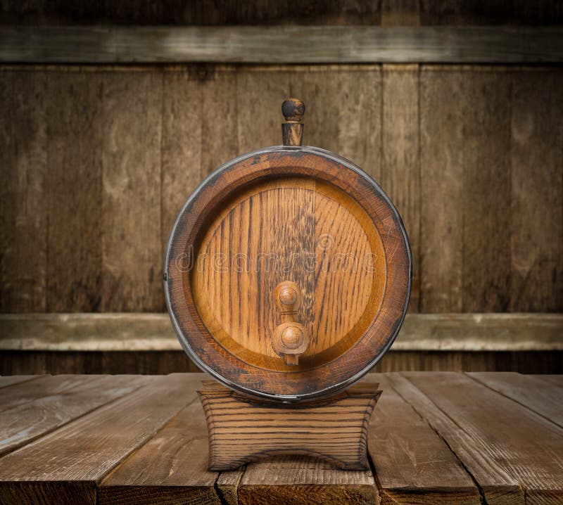 One Wooden Barrel on Rack in Cellar Stock Image - Image of beverage ...