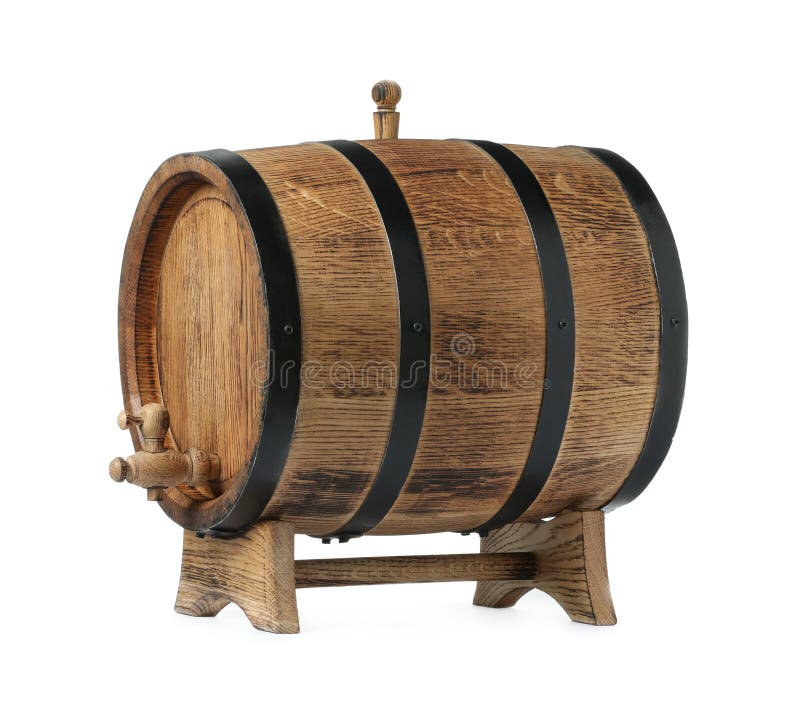 One Wooden Barrel with Tap on White Stock Image - Image of isolated ...