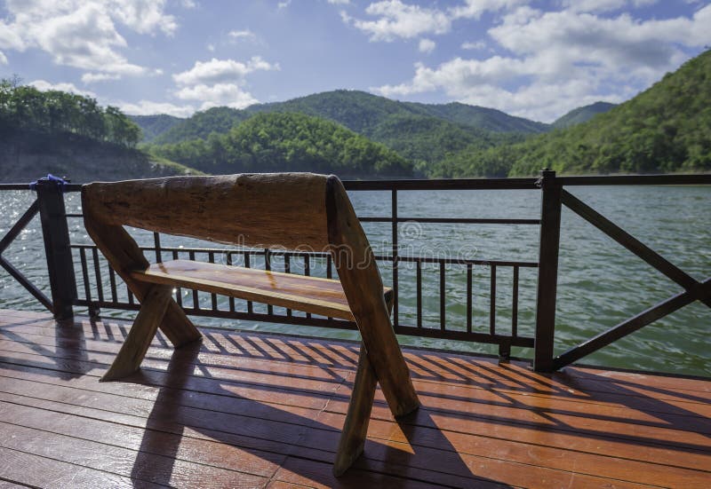 One wooden bench on raft stock photo. Image of sightseeing - 55207006