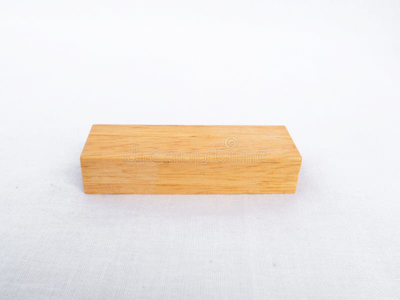 One Wooden Block Isolated on White Background Stock Photo - Image of ...