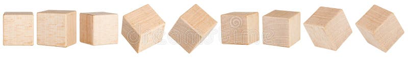One Wooden Cubes from Different Angles on a White Background, Isolated ...