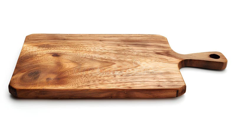 One Wooden Cutting Board Isolated on White Stock Image - Image of ...