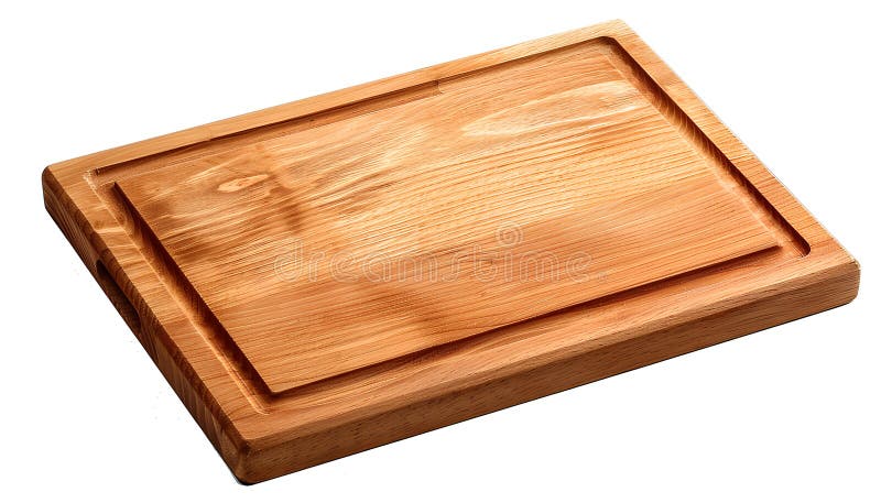 One Wooden Cutting Board Isolated on White Stock Photo - Image of ...