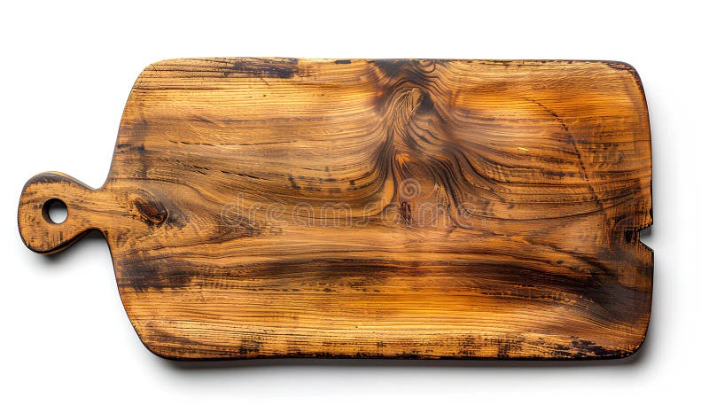 One Wooden Cutting Board Isolated on White Stock Photo - Image of ...