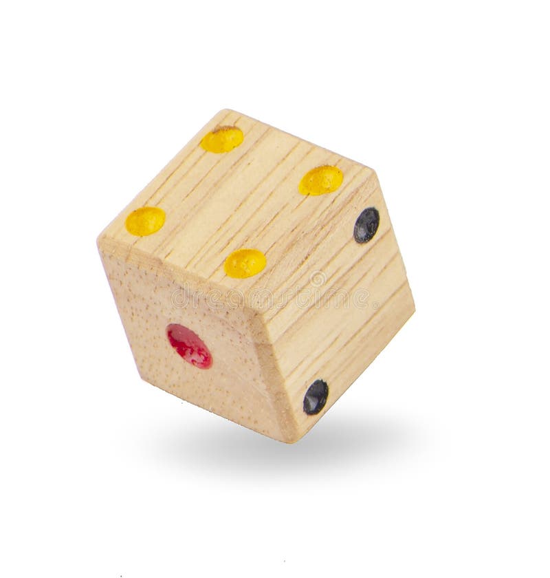 One Wooden Dice Isolated on White Background Stock Image - Image of ...