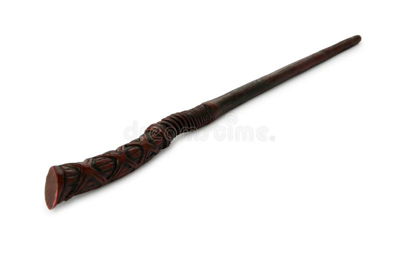 One Wooden Magic Wand Isolated on White Stock Image - Image of magical ...