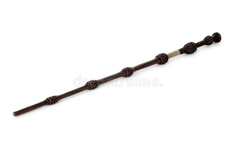 One Wooden Magic Wand Isolated on White Stock Photo - Image of magical ...