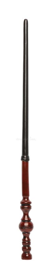 One Wooden Magic Wand Isolated on White, Top View Stock Image - Image ...