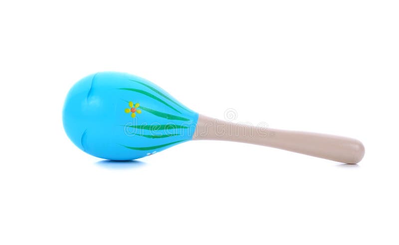 One Wooden Maraca on White Background. Stock Image - Image of ...