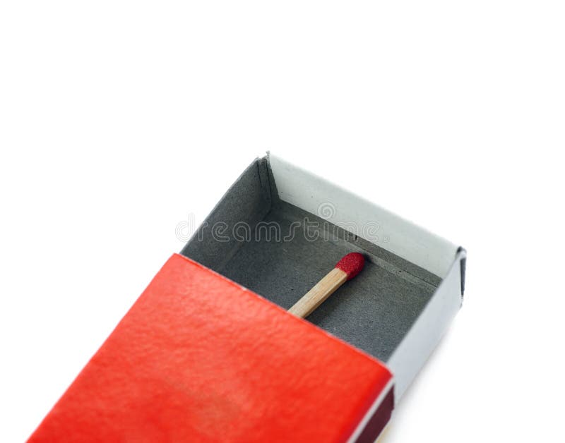 One Wooden Match in Box Isolated Over the White Background Stock Photo ...