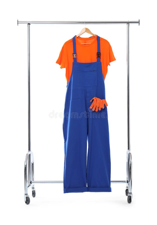 One Worker S Uniform on Clothing Rack Isolated on White Stock Photo ...