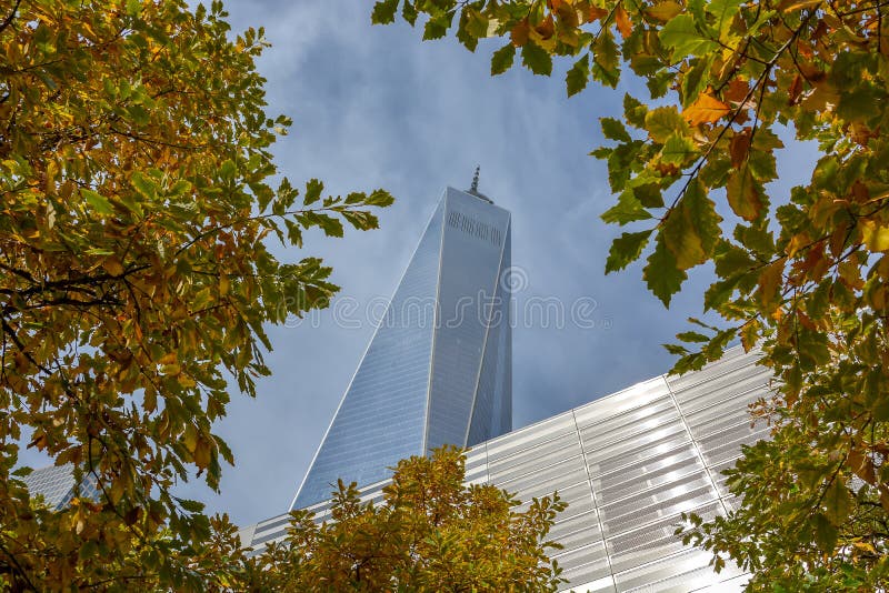 One World Trade Center with Autumn Leaves Editorial Image - Image of ...