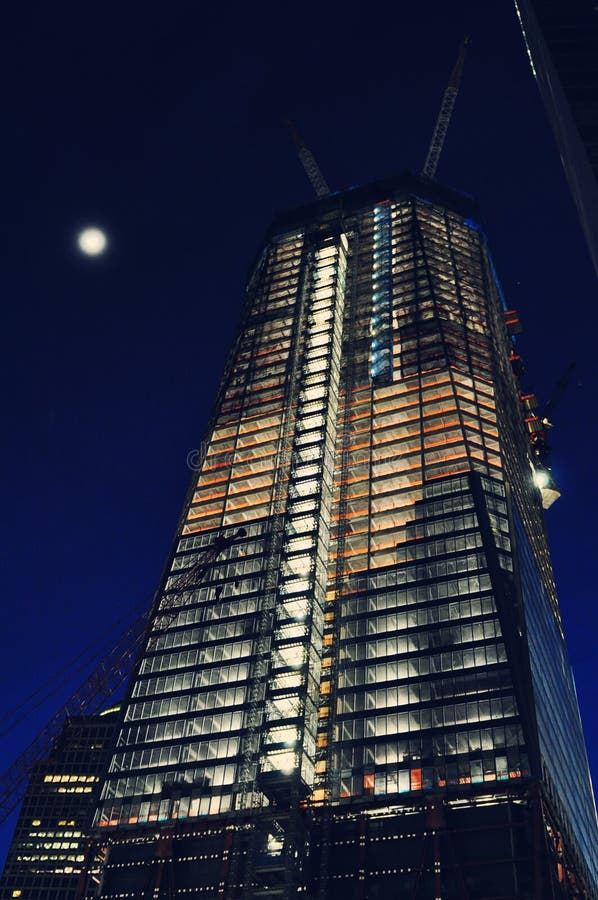 One World Trade Center at Night Editorial Stock Photo - Image of obama ...