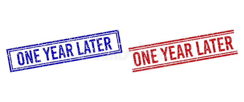 Rubber Textured ONE YEAR LATER Seal with Double Lines Stock Vector ...