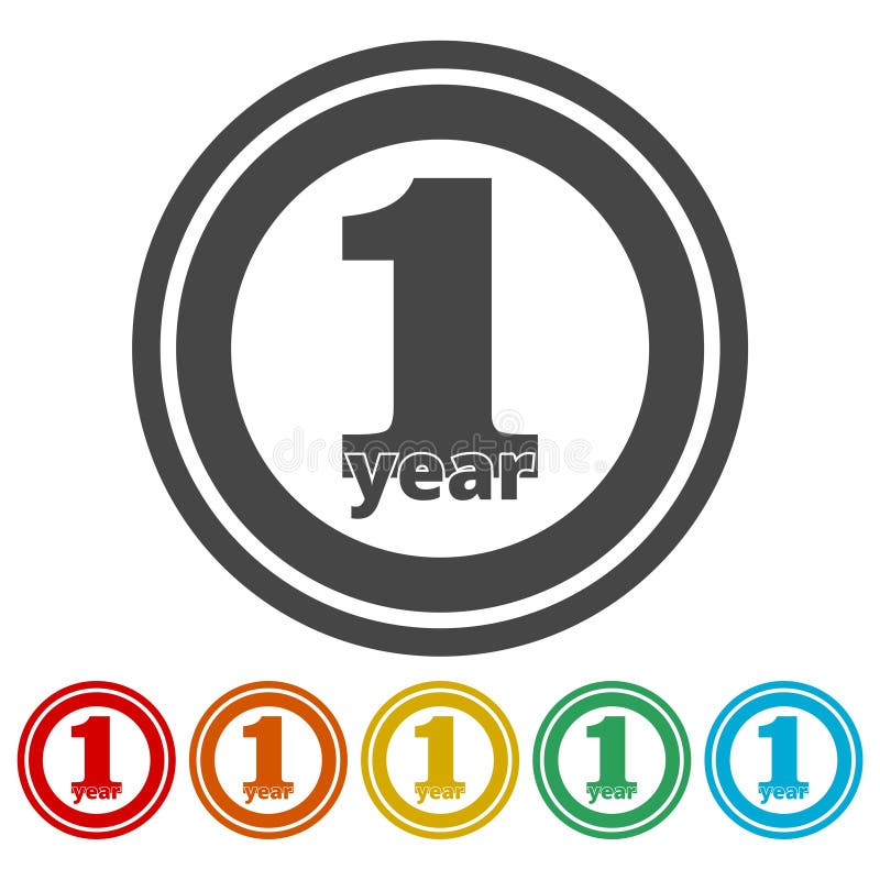 One Year Sign, One Year Icon Stock Vector - Illustration of sale, five ...