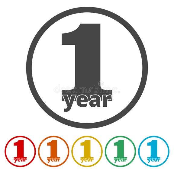 One Year Sign, One Year Icon Stock Vector - Illustration of guarantee ...