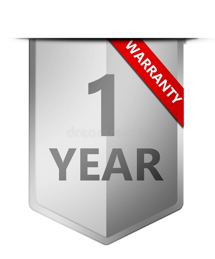One Year Warranty Banner with Silver Shield Stock Illustration ...