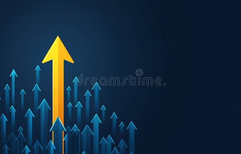 One Yellow Arrow that Points Upwards is Distinctive Amidst a Multitude ...