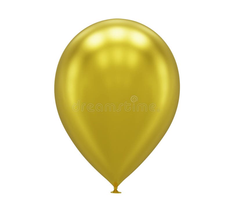 One Yellow Golden Balloon Close Up Isolated on White Stock Image ...