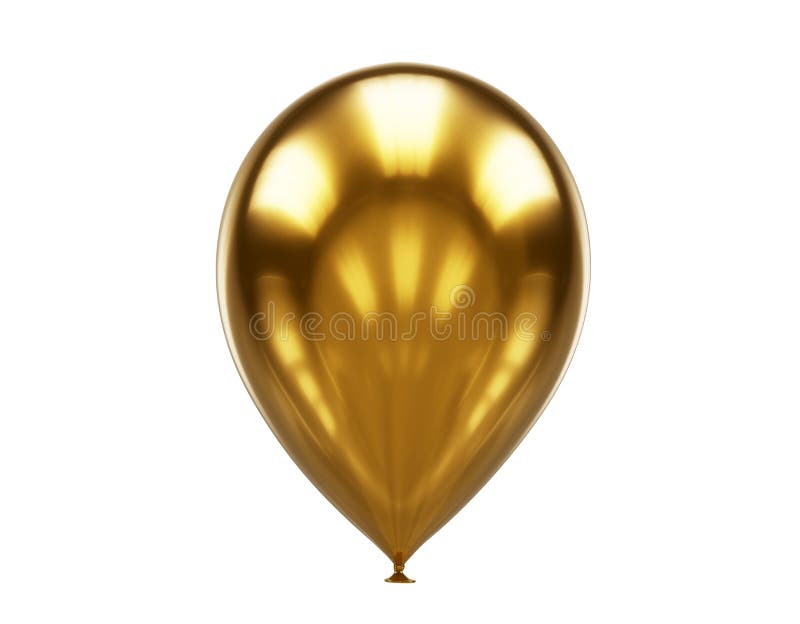 One Yellow Golden Balloon Close Up Isolated on White Stock Image ...