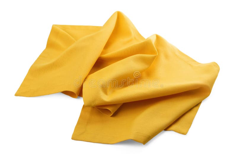 One Yellow Kitchen Napkin Isolated on White Stock Photo - Image of ...