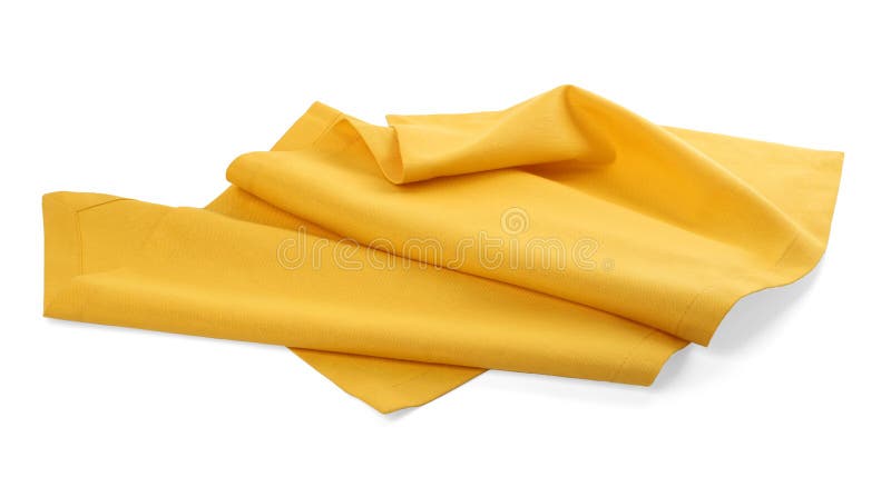 One Yellow Kitchen Napkin Isolated on White Stock Image - Image of ...
